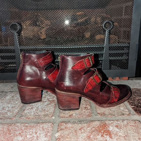 Freebird by Steven | Shoes | Freebird Charlotte Booty In Red Croc Size 8 | Poshmark